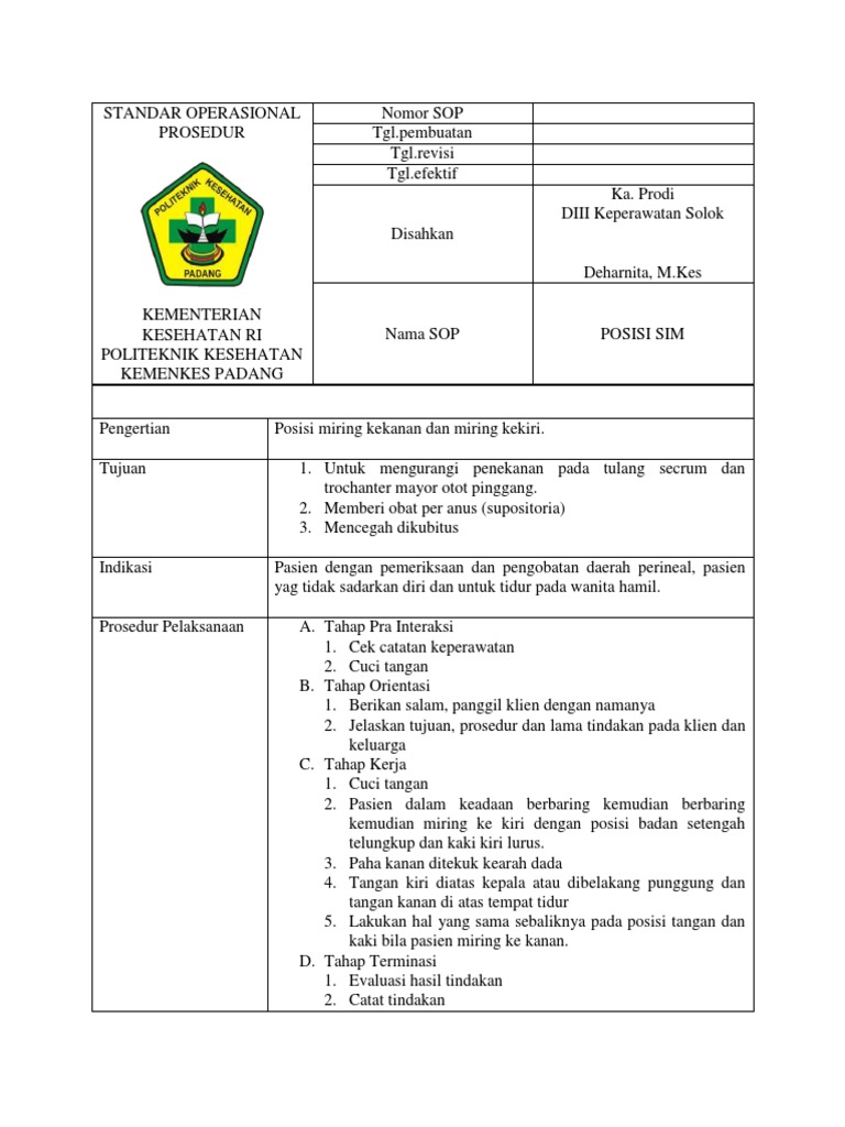 Sop Posisi Sim | PDF