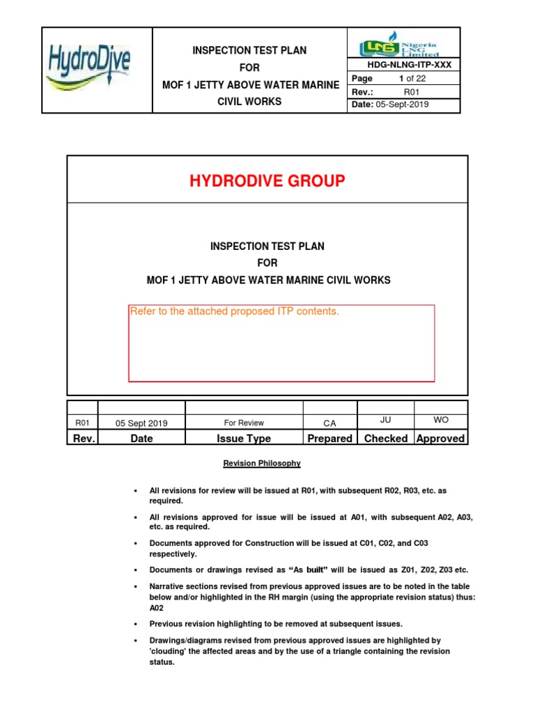 Inspection Test Plan For Civil Works Rev 01 | PDF | Paint | Concrete