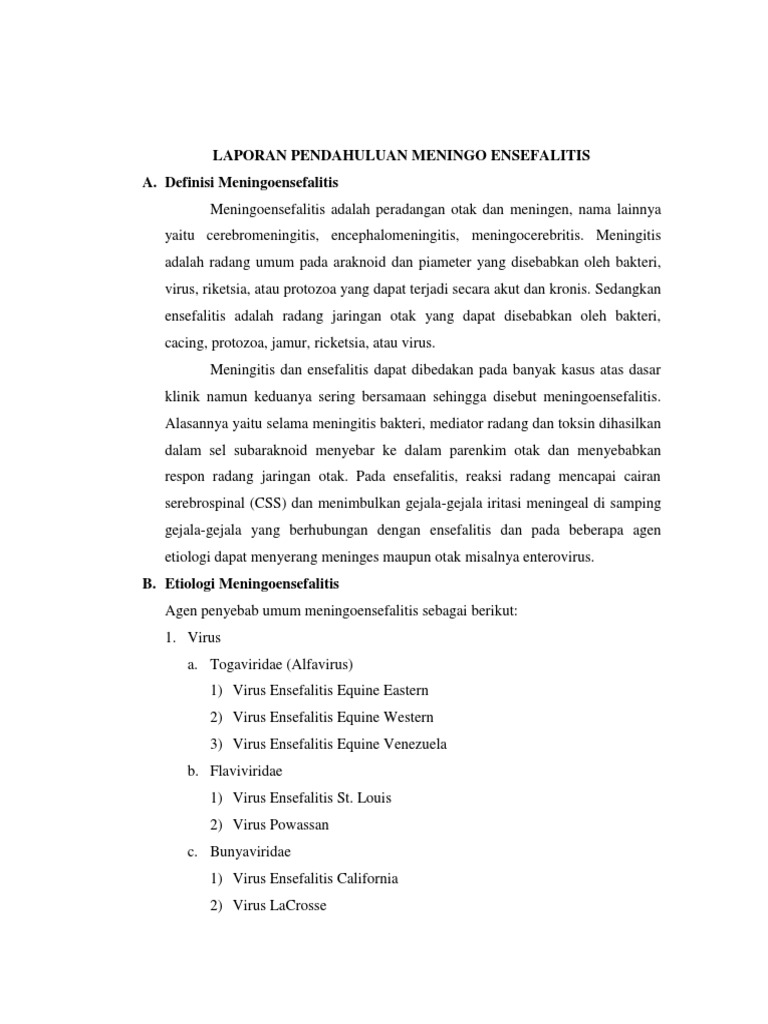 Laporan Pendahuluan Meningo Ensefalitis | PDF