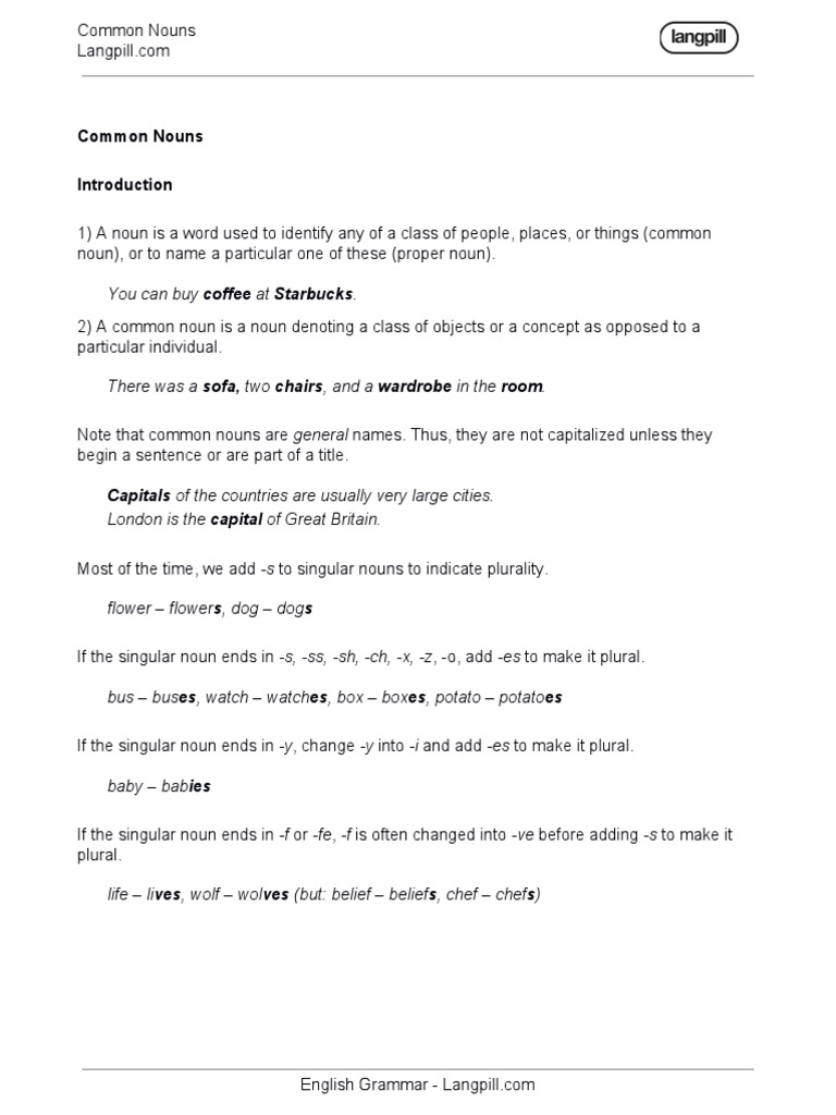 1.1 1. (Textbook) Common Nouns PDF | PDF | Grammatical Number | Noun