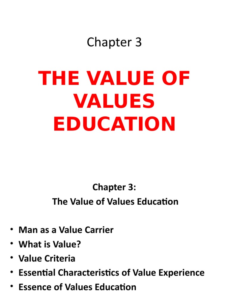 Chapter 3 Values Education | PDF | Value (Ethics) | Wisdom