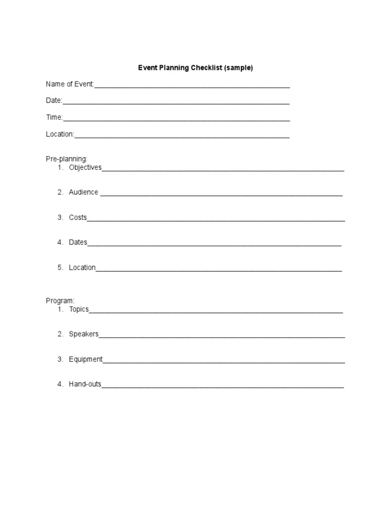Event Planning Checklist Guide | PDF | Promotion And Marketing ...