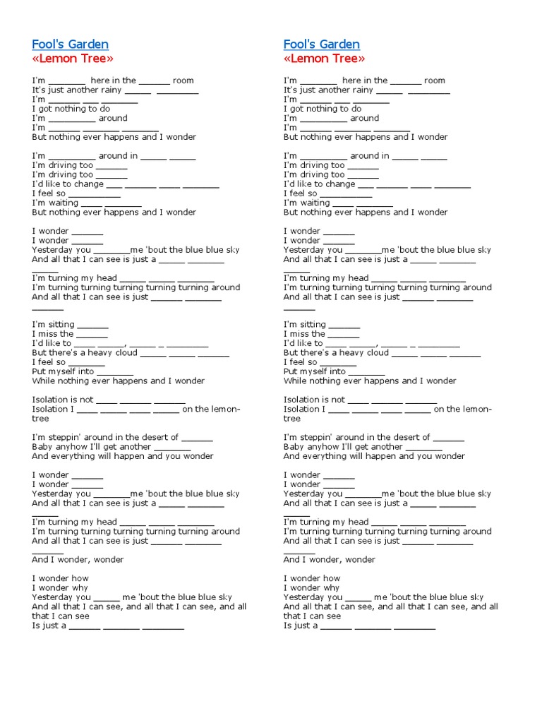 Lemon Tree Activities With Music Songs Nursery Rhymes 32641 | PDF