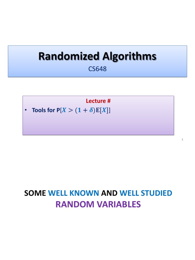 Randomized Algorithms: - Tools For P ( (+) ) | PDF | Probability Theory ...