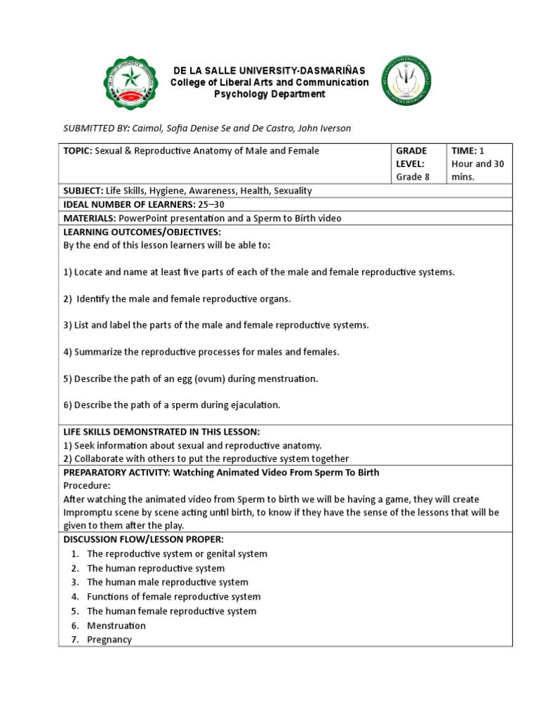 Sexual & Reproductive Anatomy Lesson | PDF | Menstrual Cycle | Labia