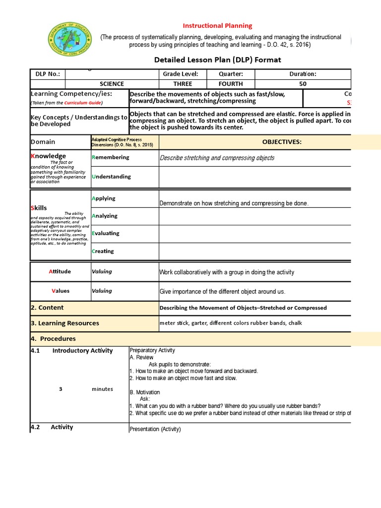 Detailed Lesson Plan (DLP) Format: Learning Competency/ies: Code | PDF ...