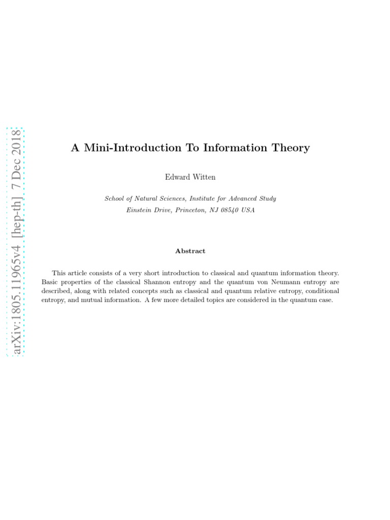 A Mini-Introduction To Information Theor PDF | PDF | Solid State ...