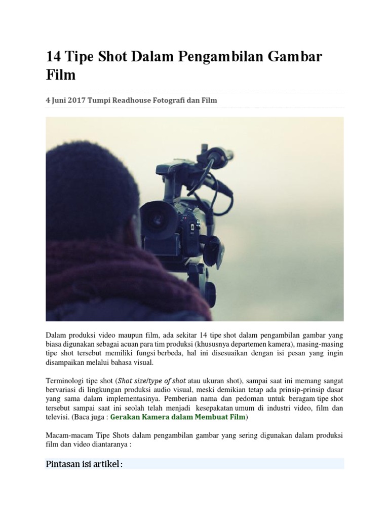 14 Tipe Shot Dalam Pengambilan Gambar Film | PDF