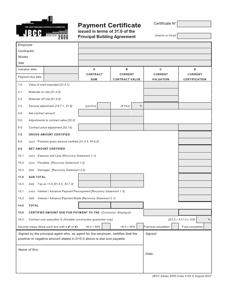 Payment Certificate Template | PDF | Private Law | Business Law