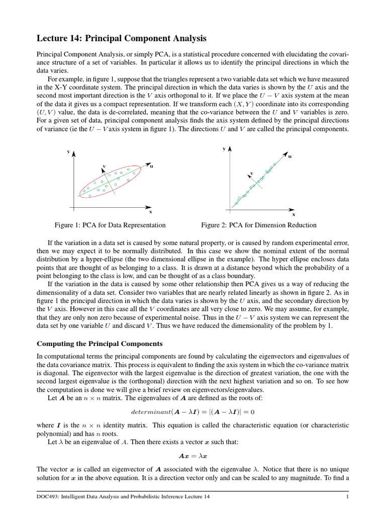 Lecture 14: Principal Component Analysis: Computing The Principal Components | PDF | Eigenvalues ...