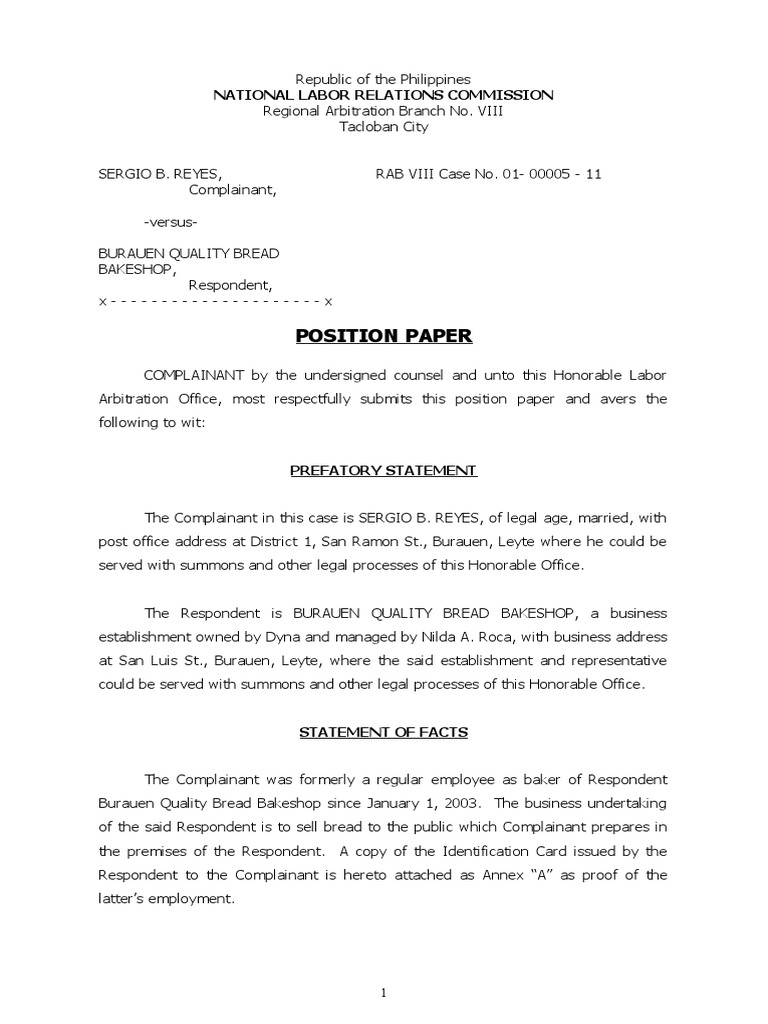 Position Paper: National Labor Relations Commission | PDF | Overtime ...