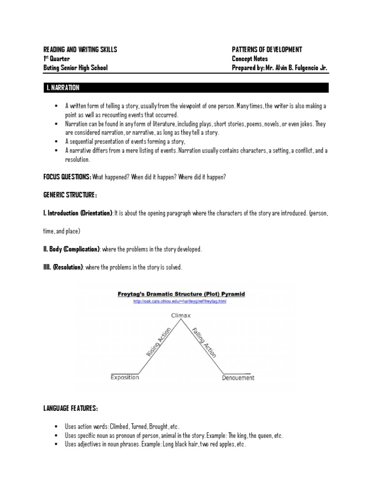 Reading and Writing Skills - Patterns of Text Development | PDF ...