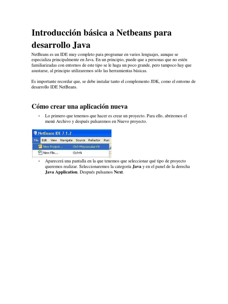 Intro Netbeans | PDF | Java (lenguaje de programación) | Entorno de desarrollo integrado