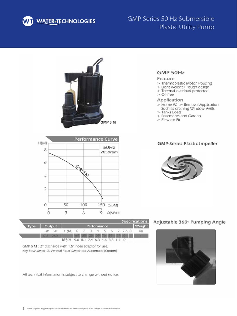 GMP Series 50 HZ Submersible Plastic Utility Pump | PDF