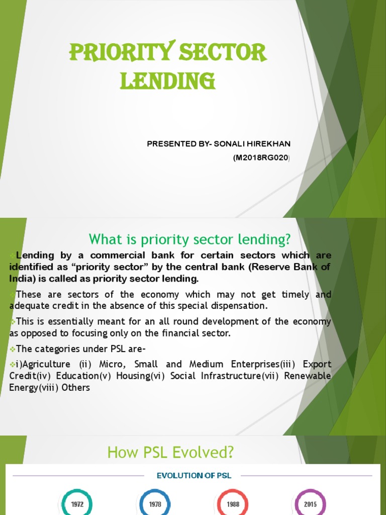 PRIORITY SECTOR LENDING CATEGORIES | PDF | Banks | Loans