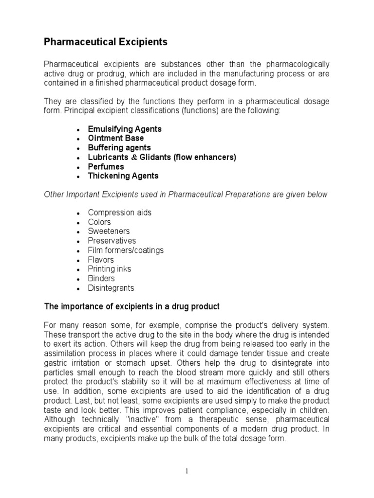 Pharmaceutical Excipients | PDF | Buffer Solution | Emulsion