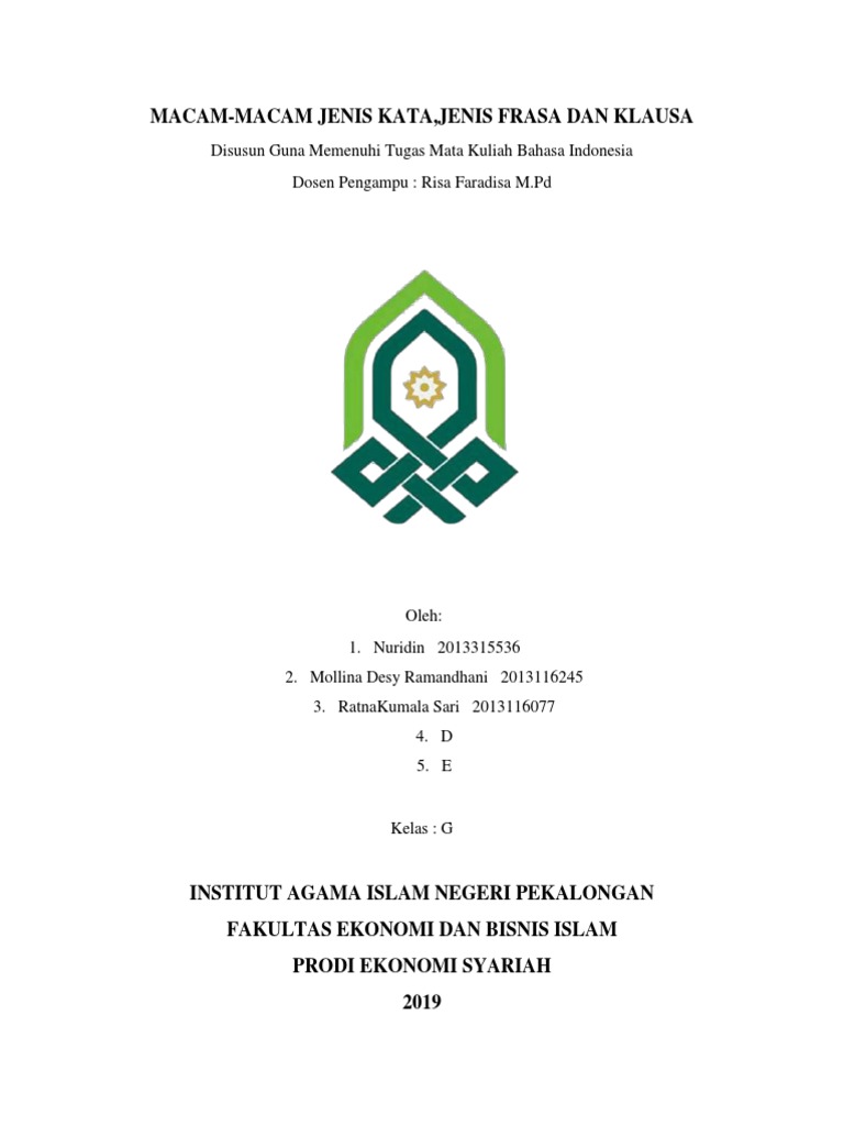 Jenis Kata, Frasa, dan Klausa dalam Bahasa | PDF | Karier ...