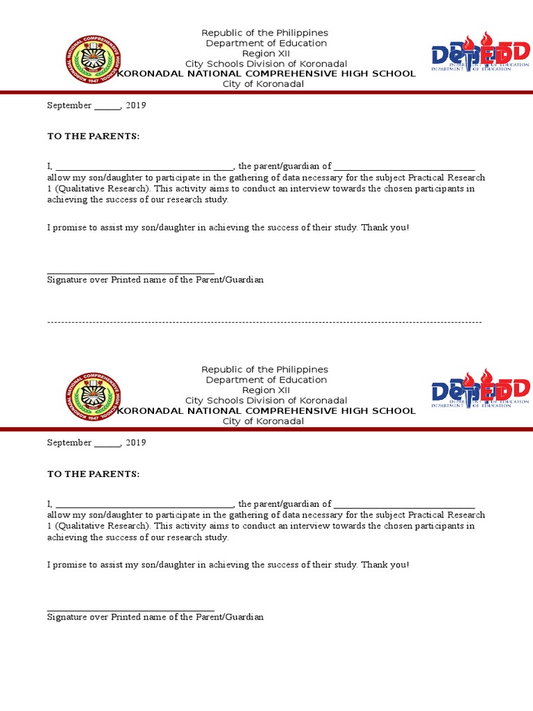 Letter To The Parents | PDF