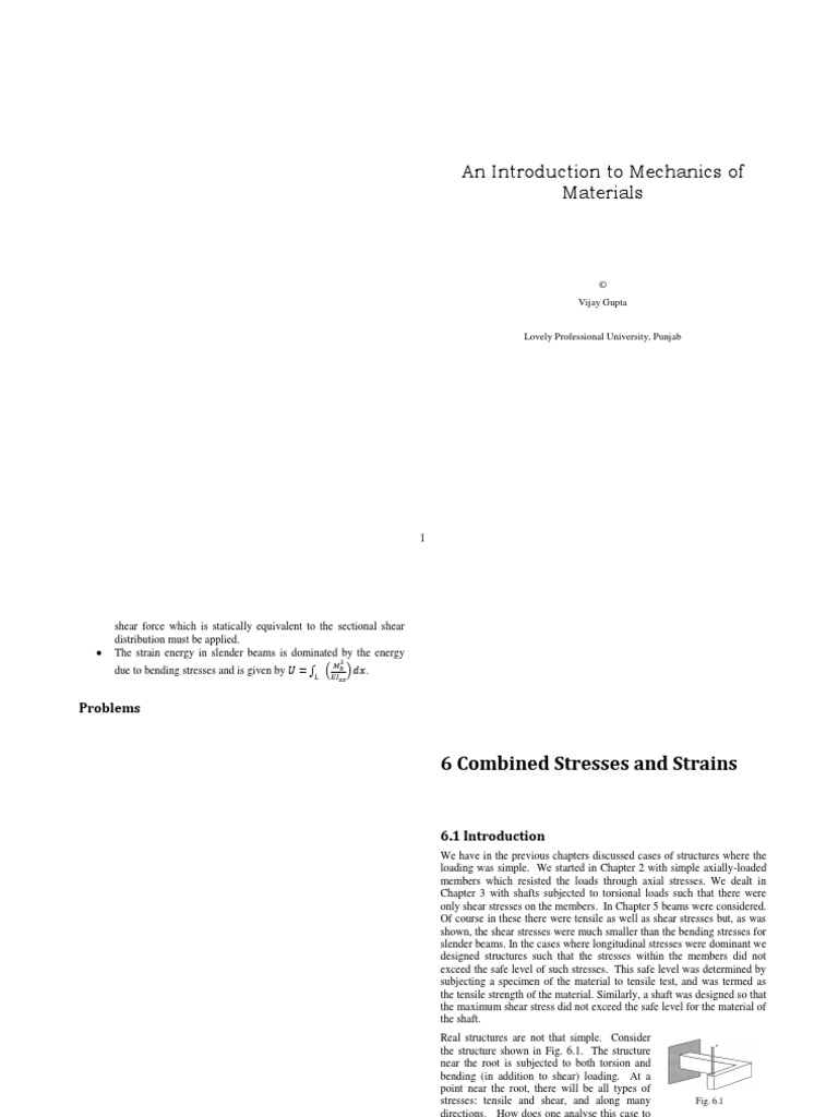 Chapter 6 Combined Stresses... (SOM-201) | PDF