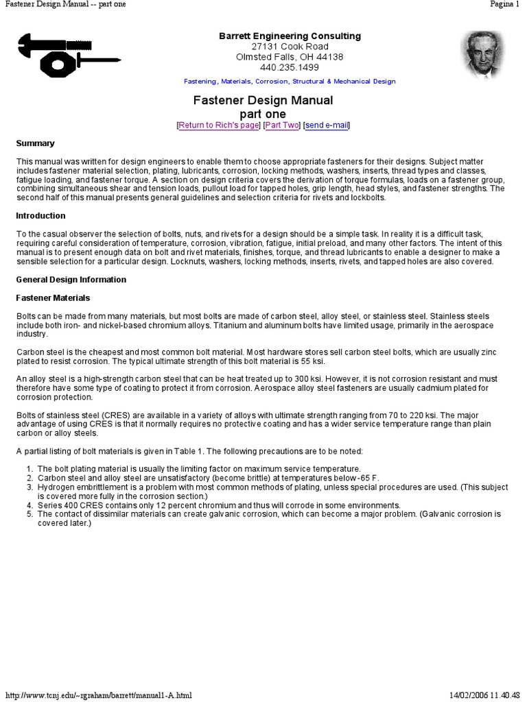Fastener Design Manual | PDF | Nut (Hardware) | Corrosion