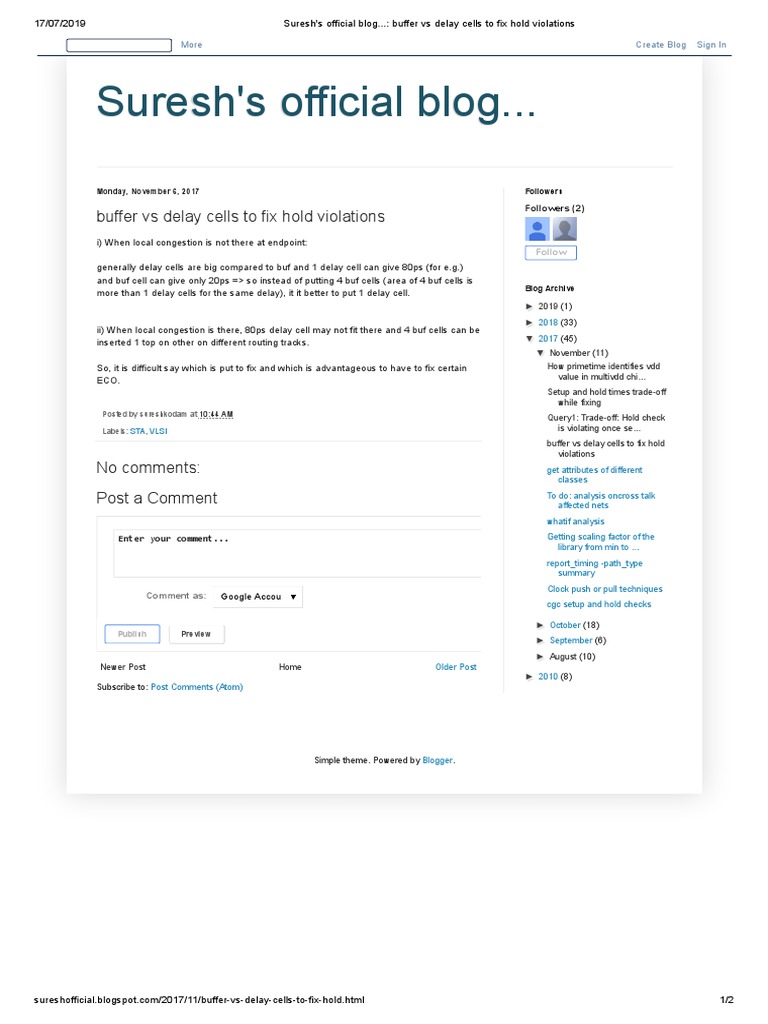 Buffer vs Delay Cells for Hold Violations | PDF | Blog