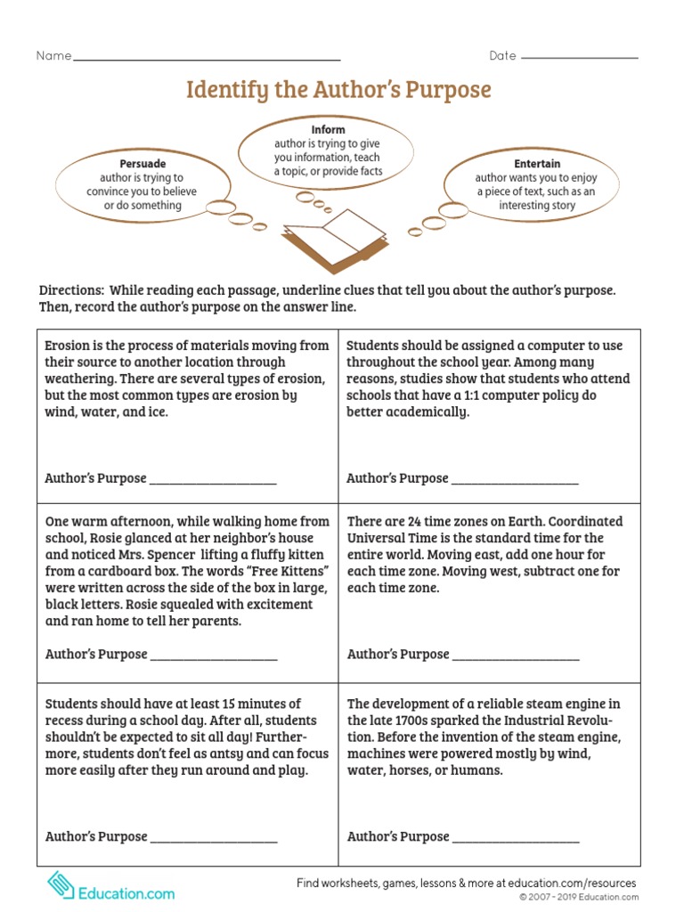 Identify The Authors Purpose | PDF
