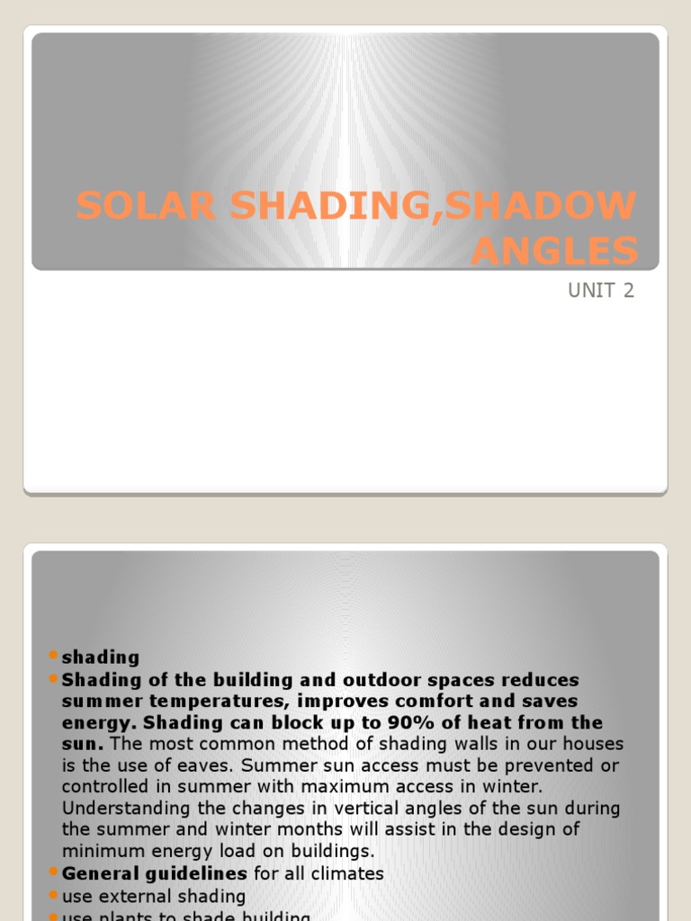 Solar Shading, Shadow Angles | PDF | Building Technology | Applied And ...
