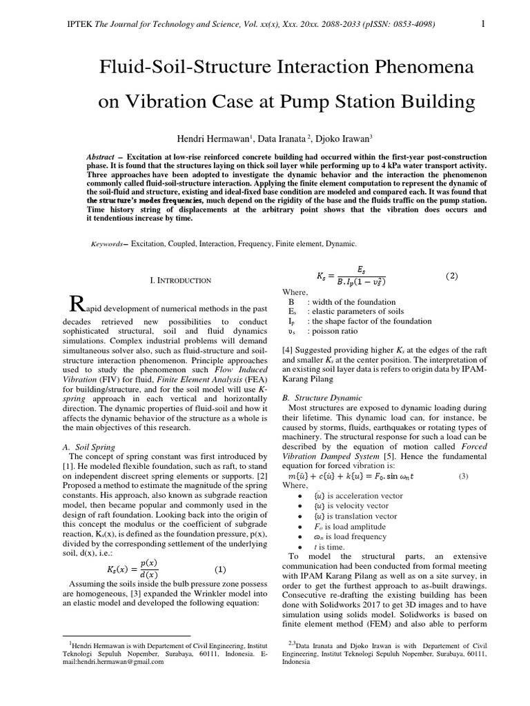 Analysis of Fluid-Soil-Structure Interaction Phenomena on Vibration of a Pump Station Building ...