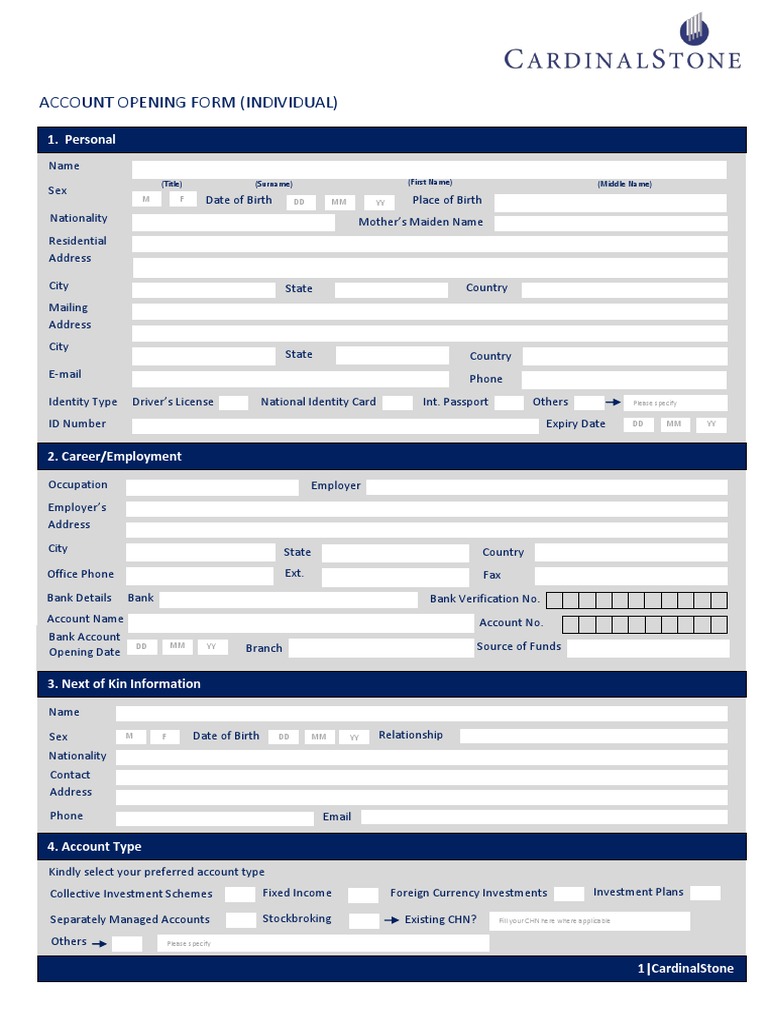 Individual Account Opening Form | PDF | Identity Document | Investment ...