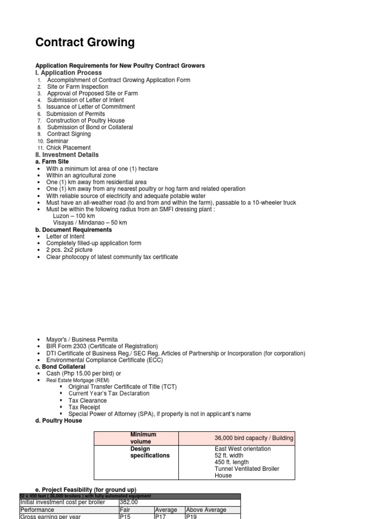 Contract Growing: I. Application Process | PDF | Business