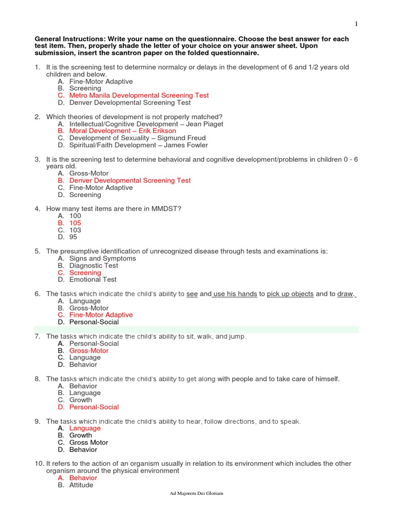 C. Metro Manila Developmental Screening Test: D. Personal-Social | PDF ...