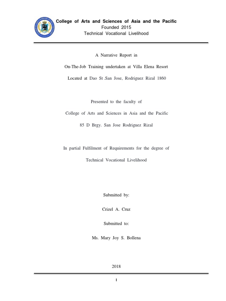 Narrative Report Sample | Download Free PDF | Learning