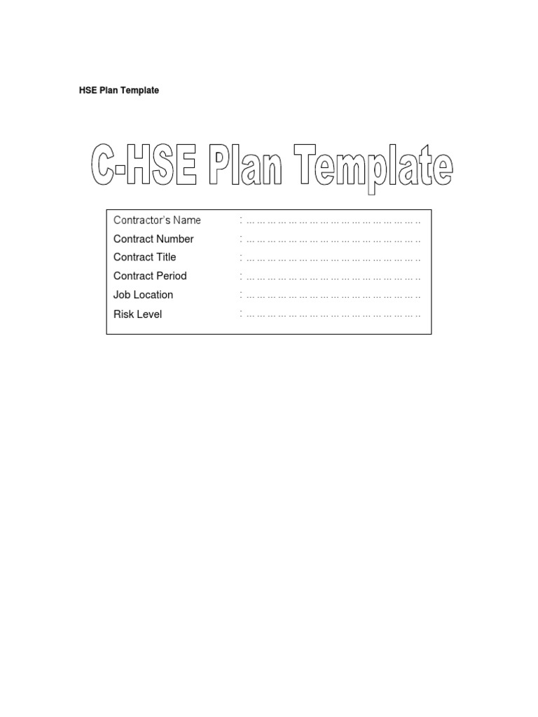 HSE Plan Template | PDF | Occupational Hygiene | Risk Management