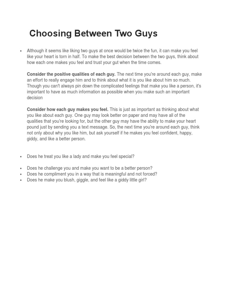 How To Choose Between Two Guys | PDF