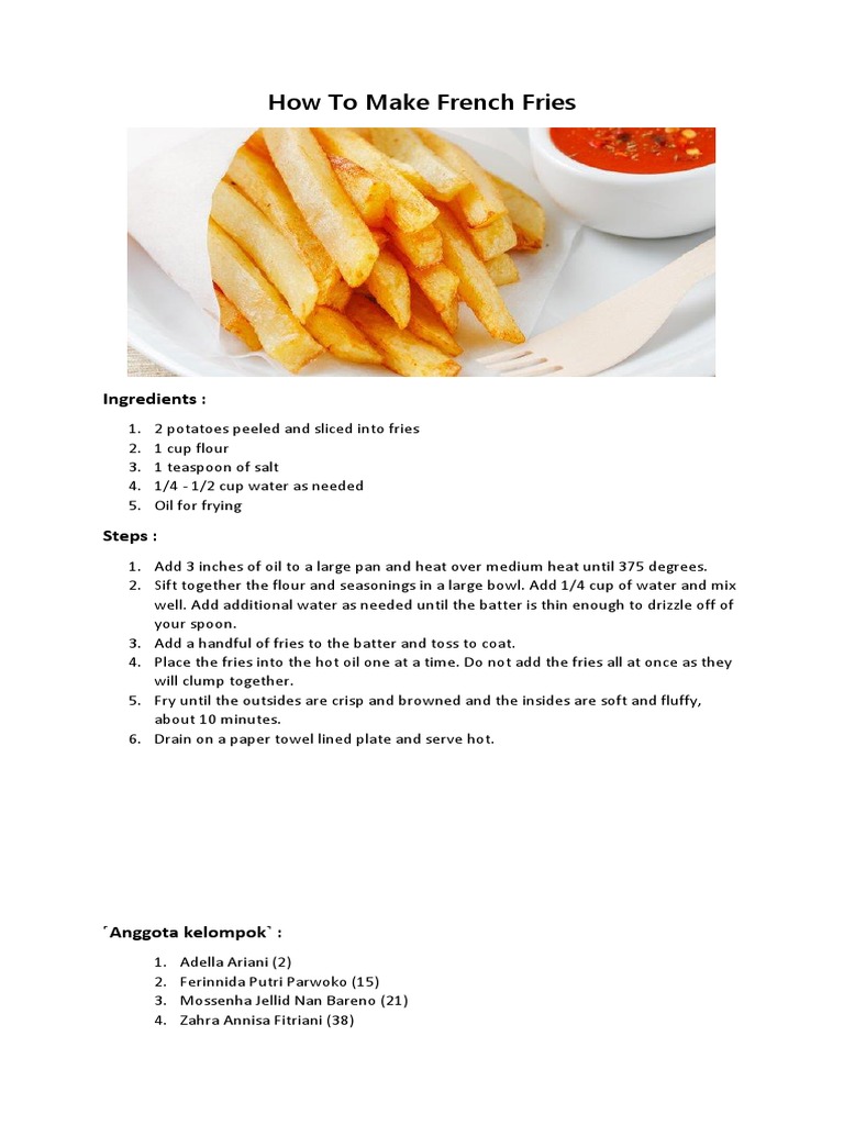 How To Make French Fries | PDF