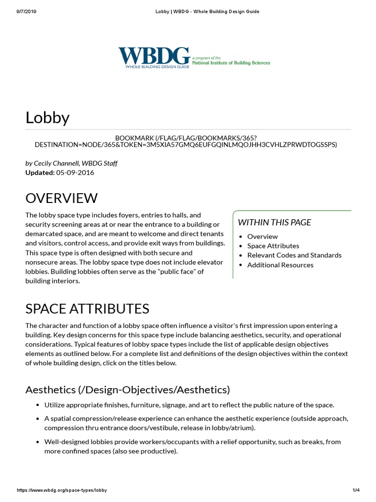 Lobby - WBDG - Whole Building Design Guide | PDF | General Services ...