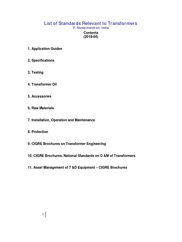 Transformer Standards and Specifications Guide | PDF | Transformer ...