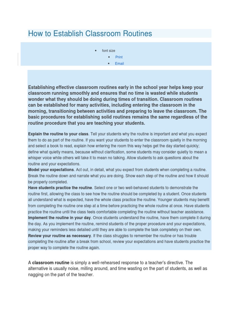 How To Establish Classroom Routines | Download Free PDF | Test Of ...