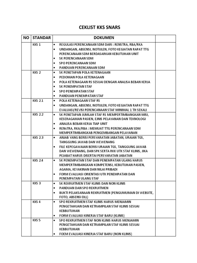 Dokumen Standar KKS SNARS | PDF