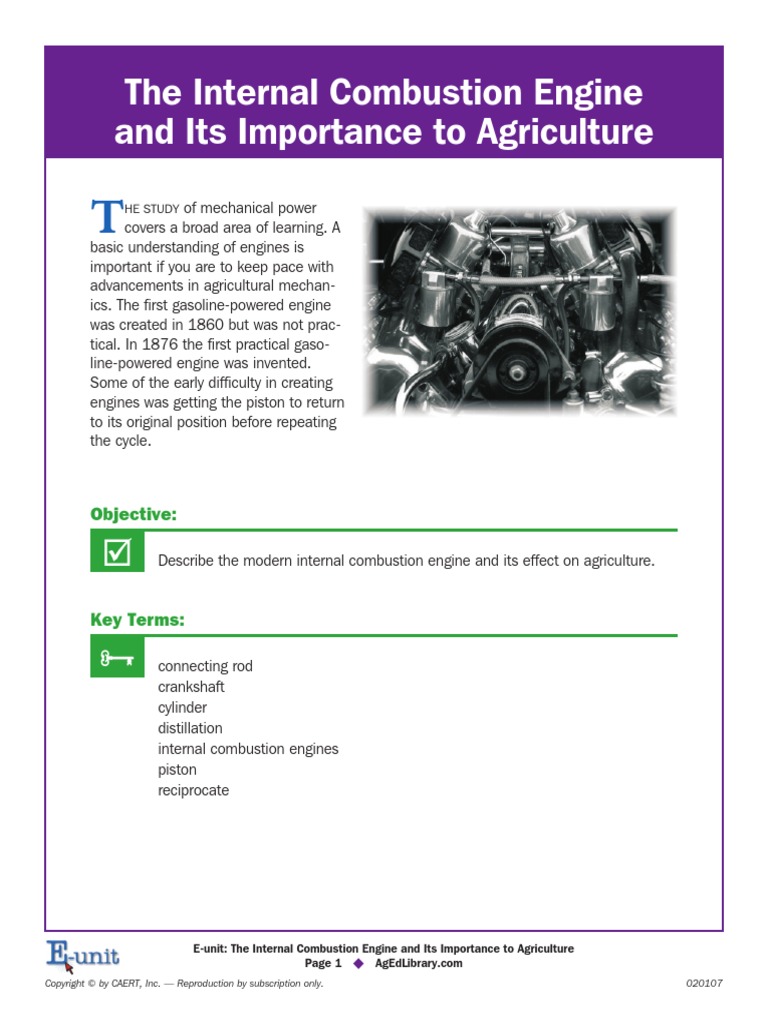 The Internal Combustion Engine and Its Importance To Agriculture | PDF ...