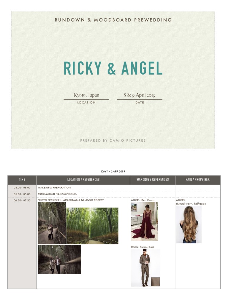 Ricky & Angel - Prewedding Rundown | PDF | Human Appearance | Softlines ...