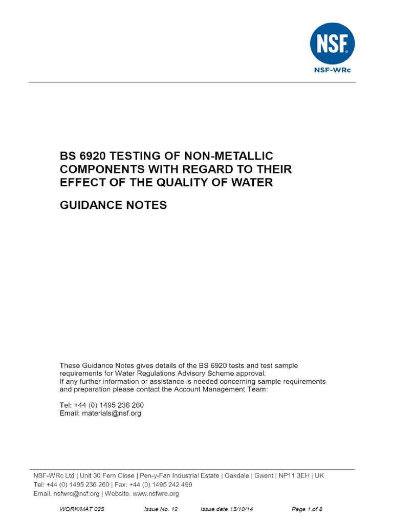 BS 6920 NSF PDF | PDF