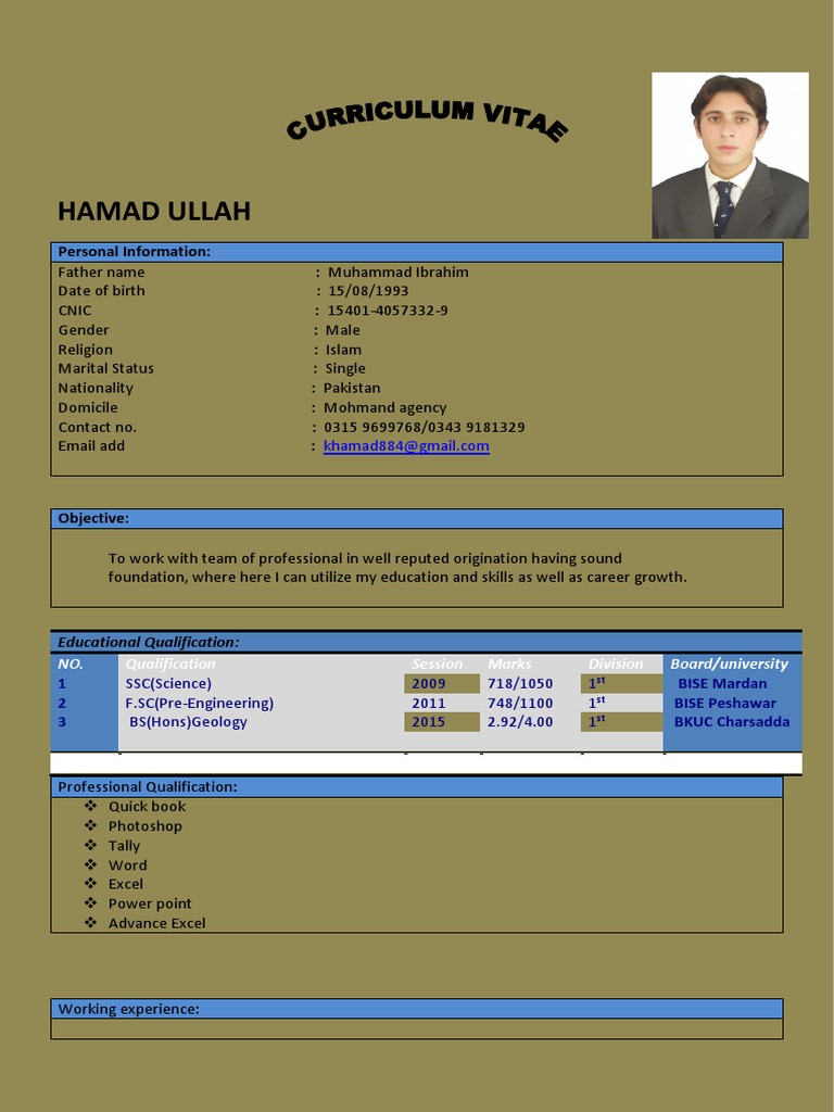 Hamad Ullah: Personal Information | PDF