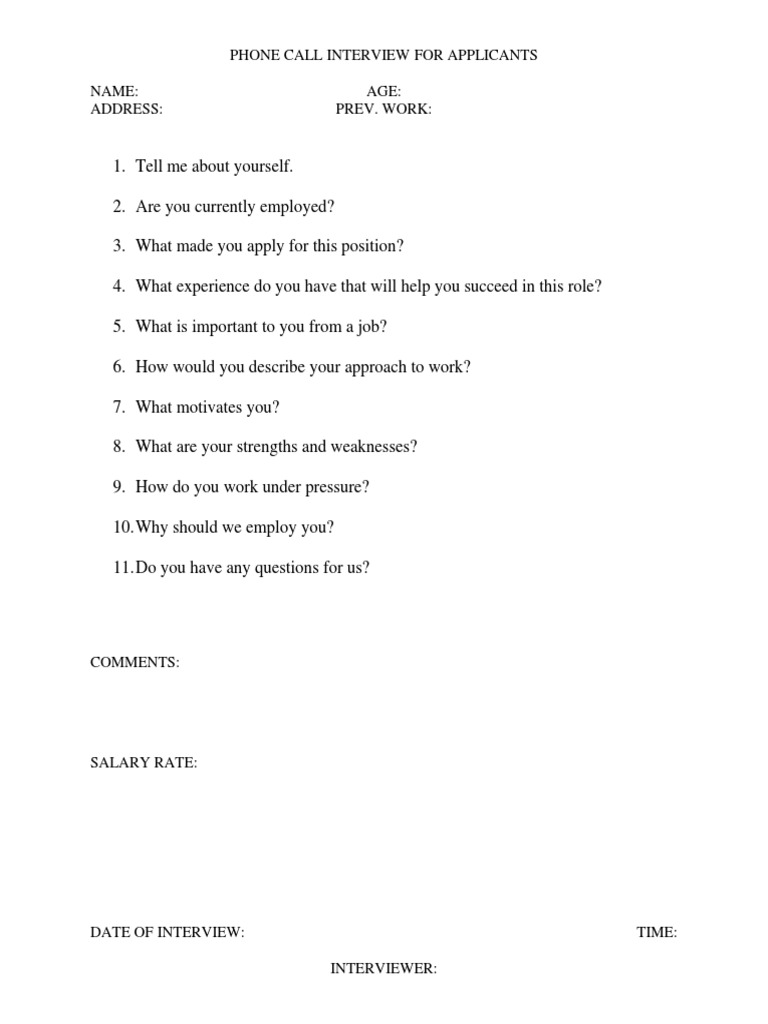 Phone Interview Applicants | PDF