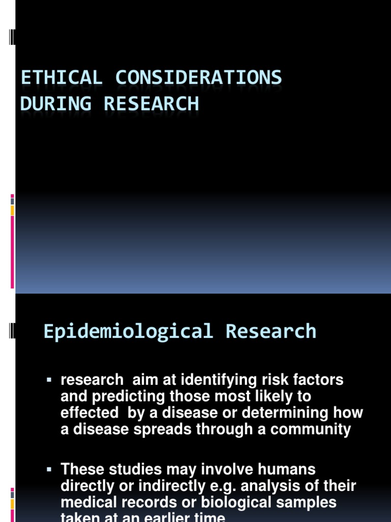 Essential Ethical Considerations in Epidemiological Research ...
