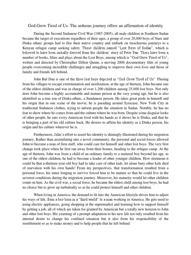 God Grew Tired of Us Review | PDF
