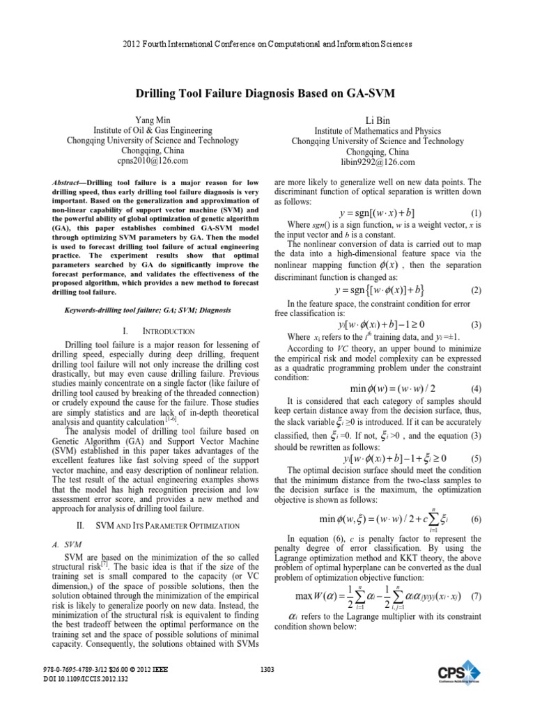Drilling Tool Failure Diagnosis Based On GA-SVM | PDF | Genetic Algorithm | Mathematical ...