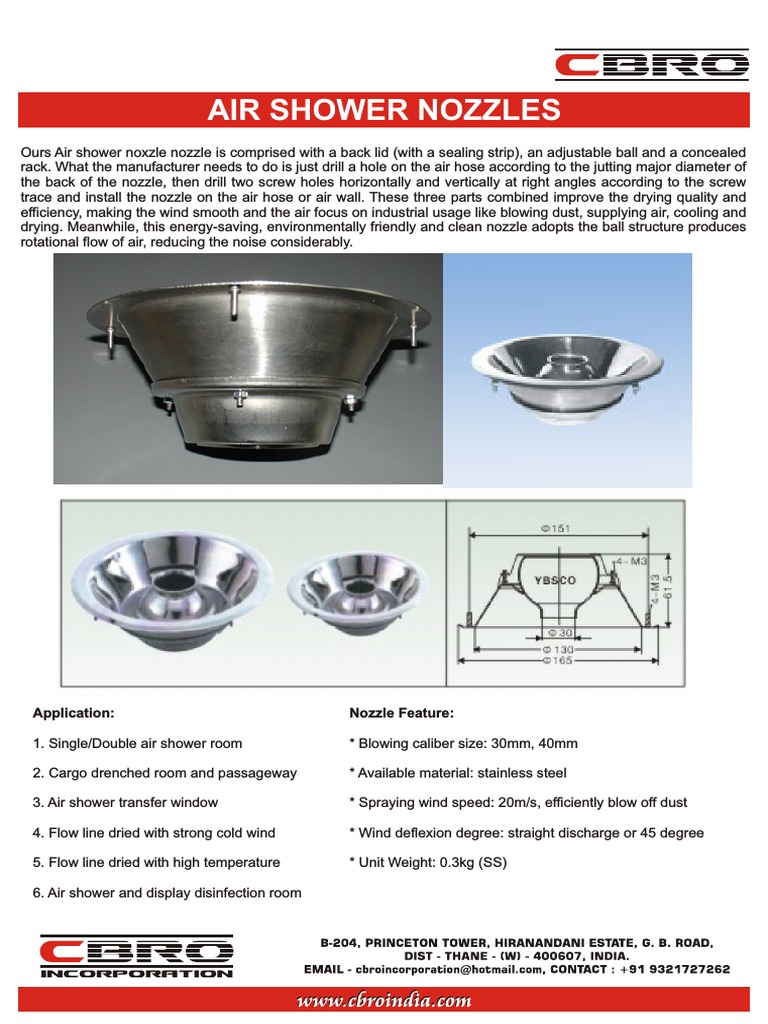 Air Shower Nozzles: Application: Nozzle Feature | PDF