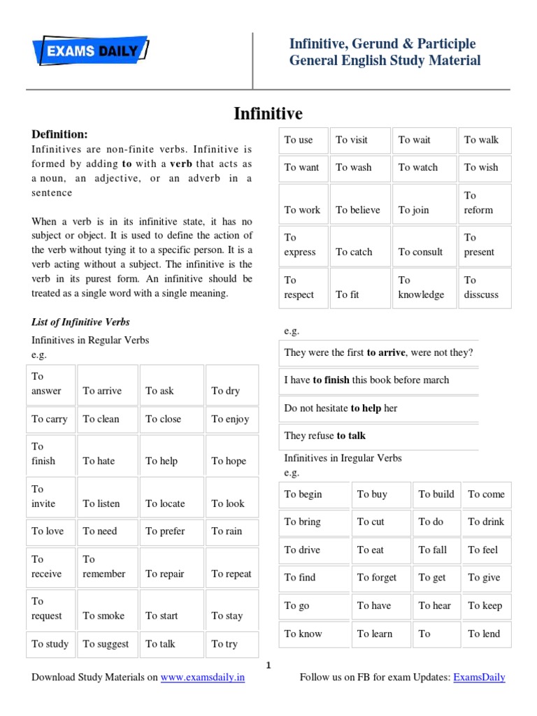 Infinitive Gerund Participle | PDF | Verb | Languages