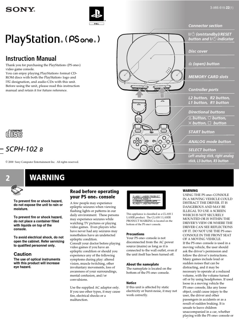 Instruction Manual: SCPH-102 | PDF | Play Station | Electronics